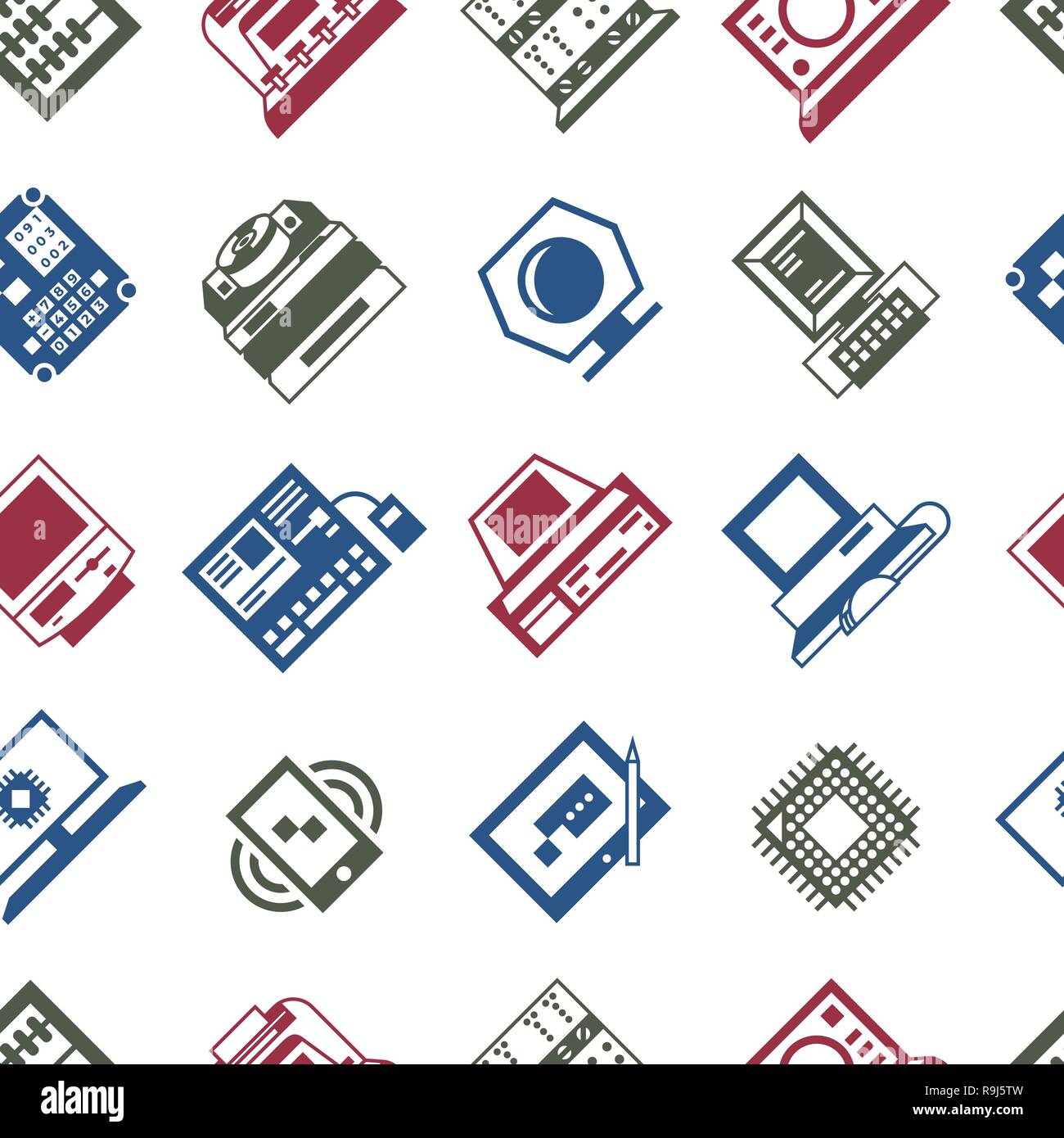 Digital vector personal computer timeline technology icons set ...