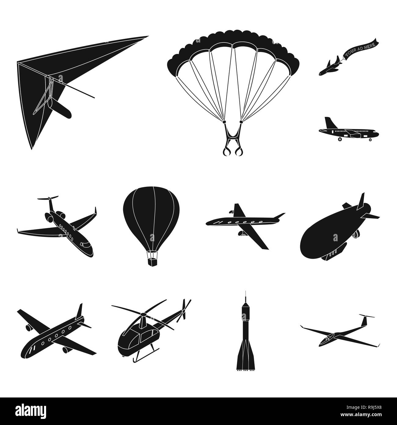 Vector illustration of transport and object sign. Collection of ...