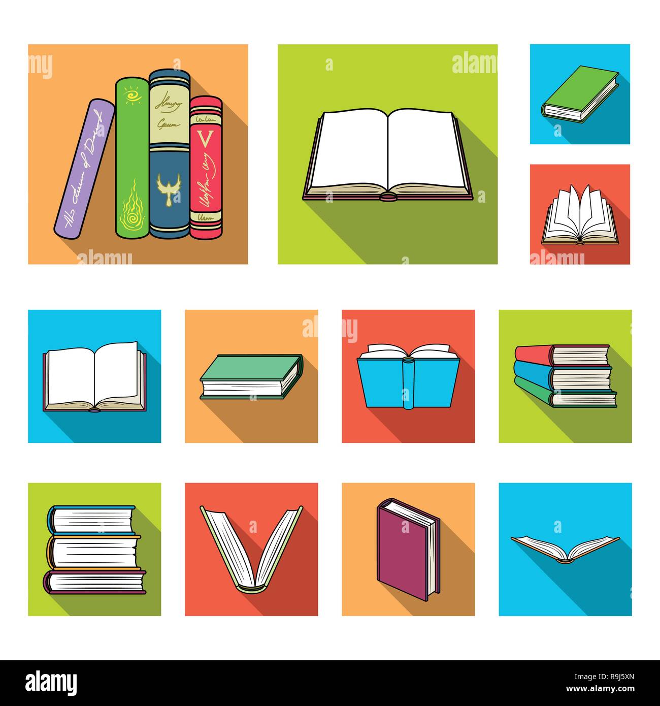 Vector illustration of library and textbook symbol. Set of library and ...