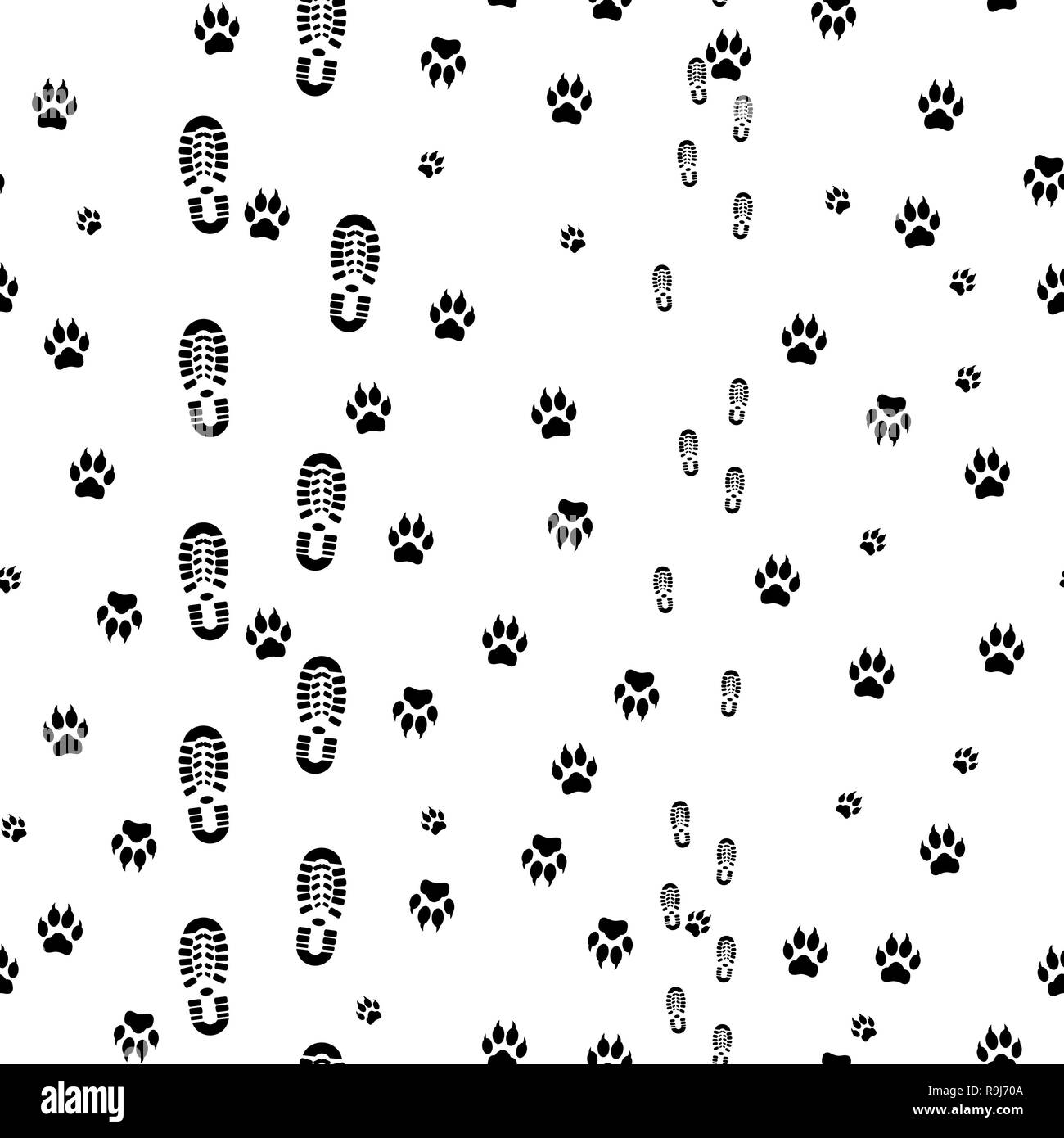 Human footprints dog paw prints hi-res stock photography and images - Alamy