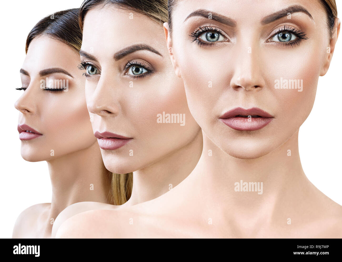 Collage of beautiful woman with healthy skin Stock Photo - Alamy