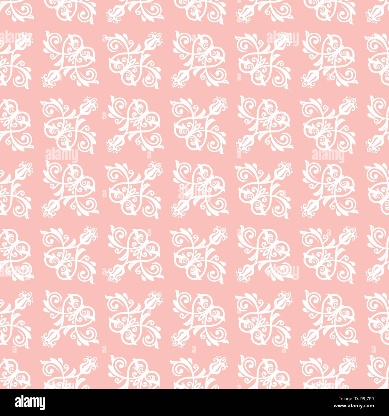 Classic seamless vector pattern. Damask orient pink and white ornament ...