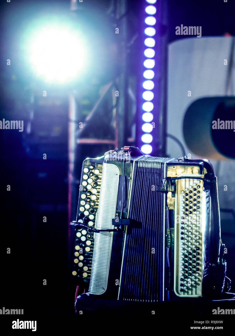 accordion on stage before the concert Stock Photo - Alamy