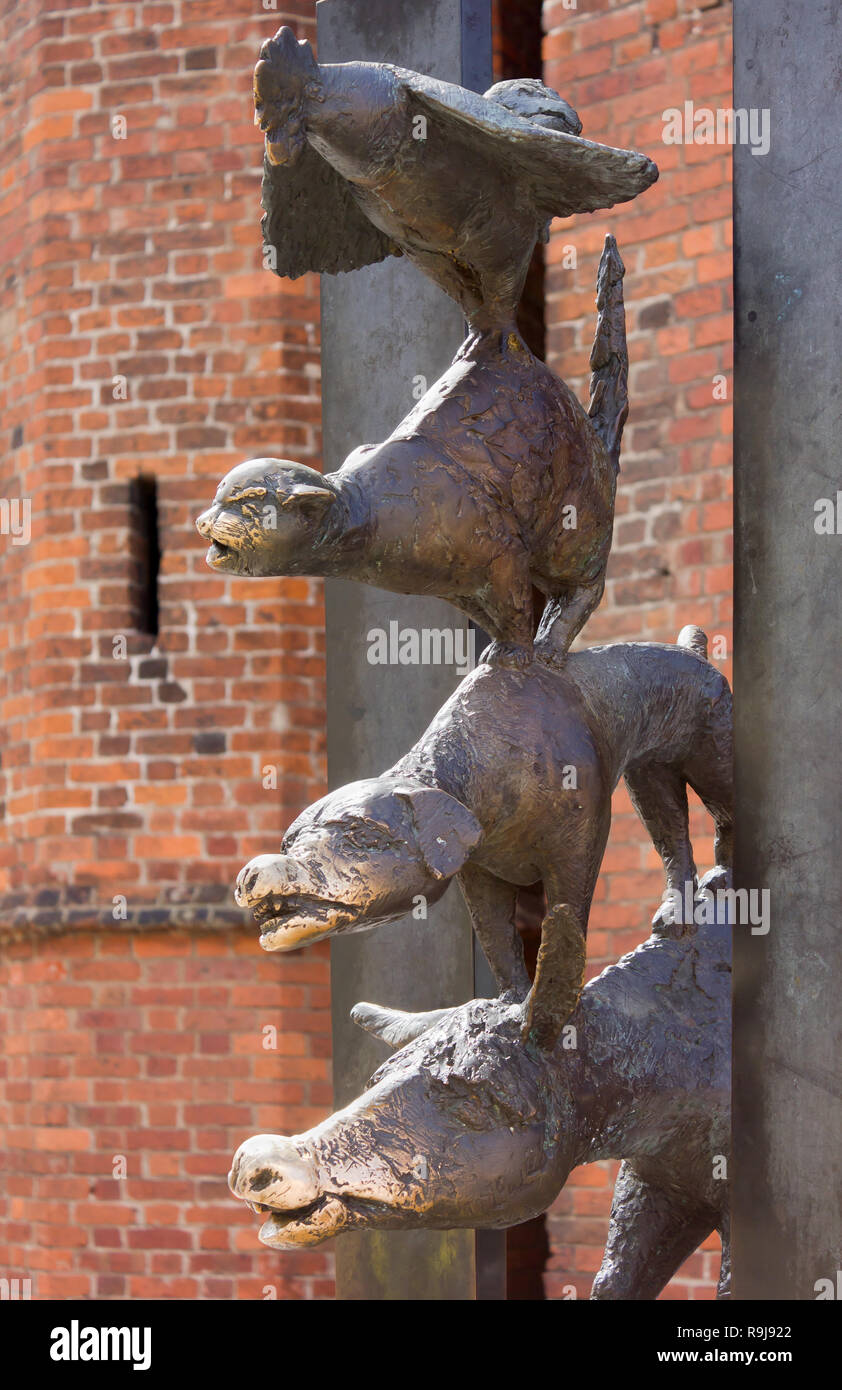 Town Musicians of Bremen's Bronze Statue in Riga, Latvia Stock Photo ...