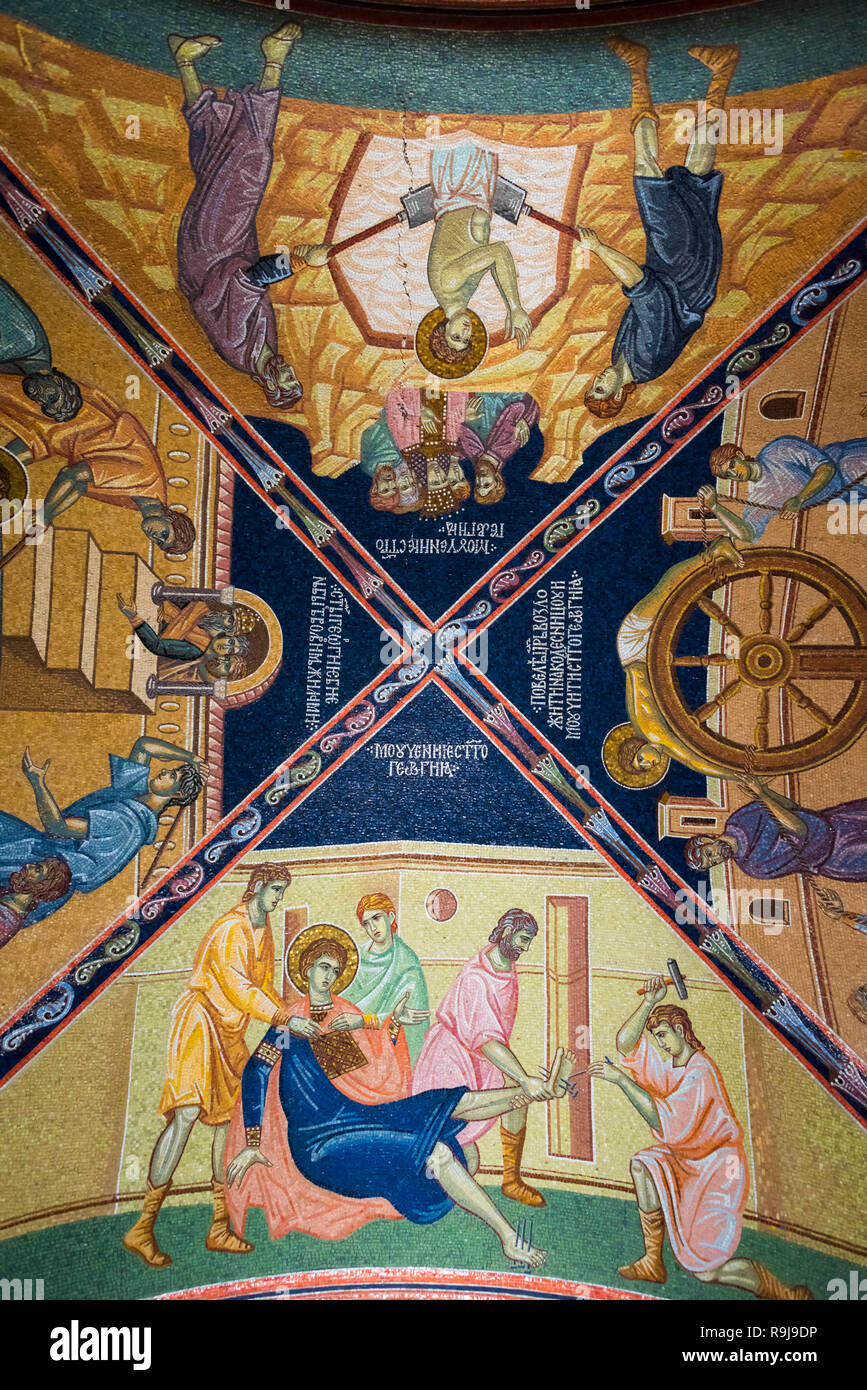 Mosaic painting inside Oplenac Royal Mausoleum, also known as Saint ...