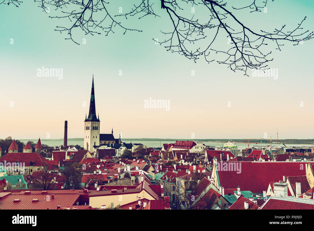 Sunset over Tallinn Stock Photo - Alamy