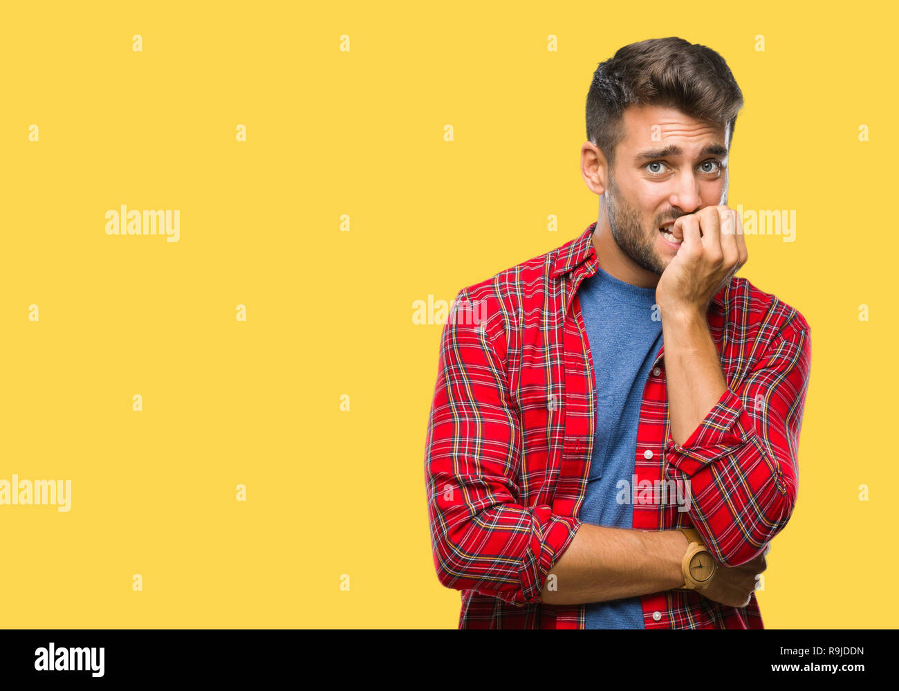 Young handsome man over isolated background looking stressed and ...