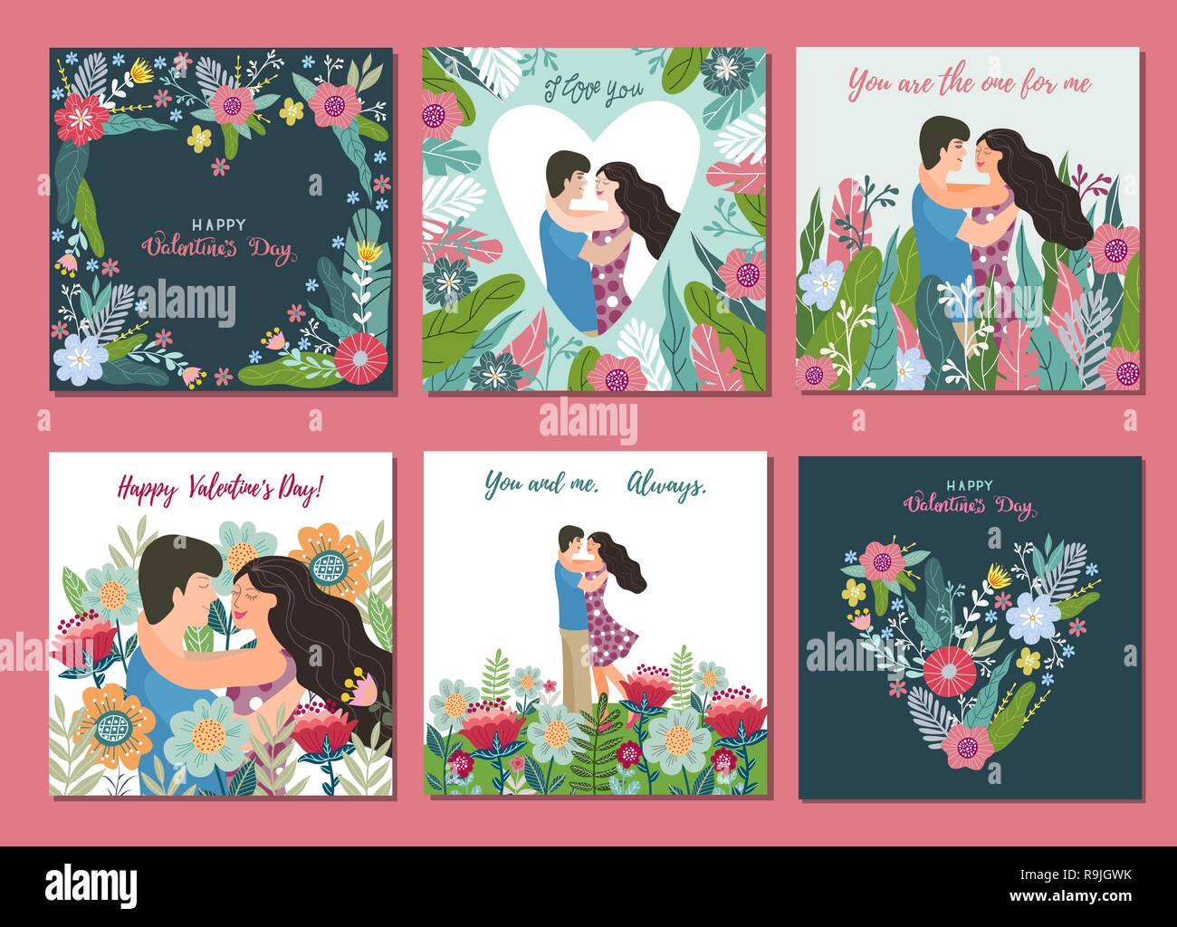 Happy Valentines Day templates. Set of Design elements for card, poster ...