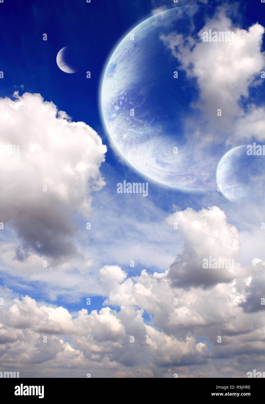 Collage - sky in alien planet Stock Photo - Alamy