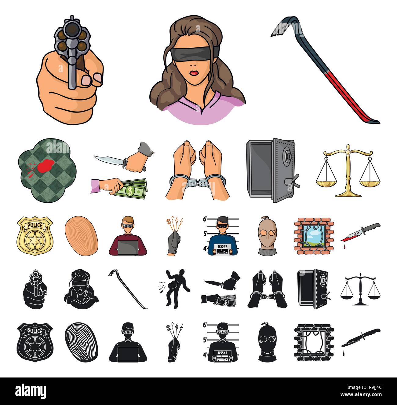 art,badge,bloody,cartoon,black,collection,court,crime,criminal,crowbar ...