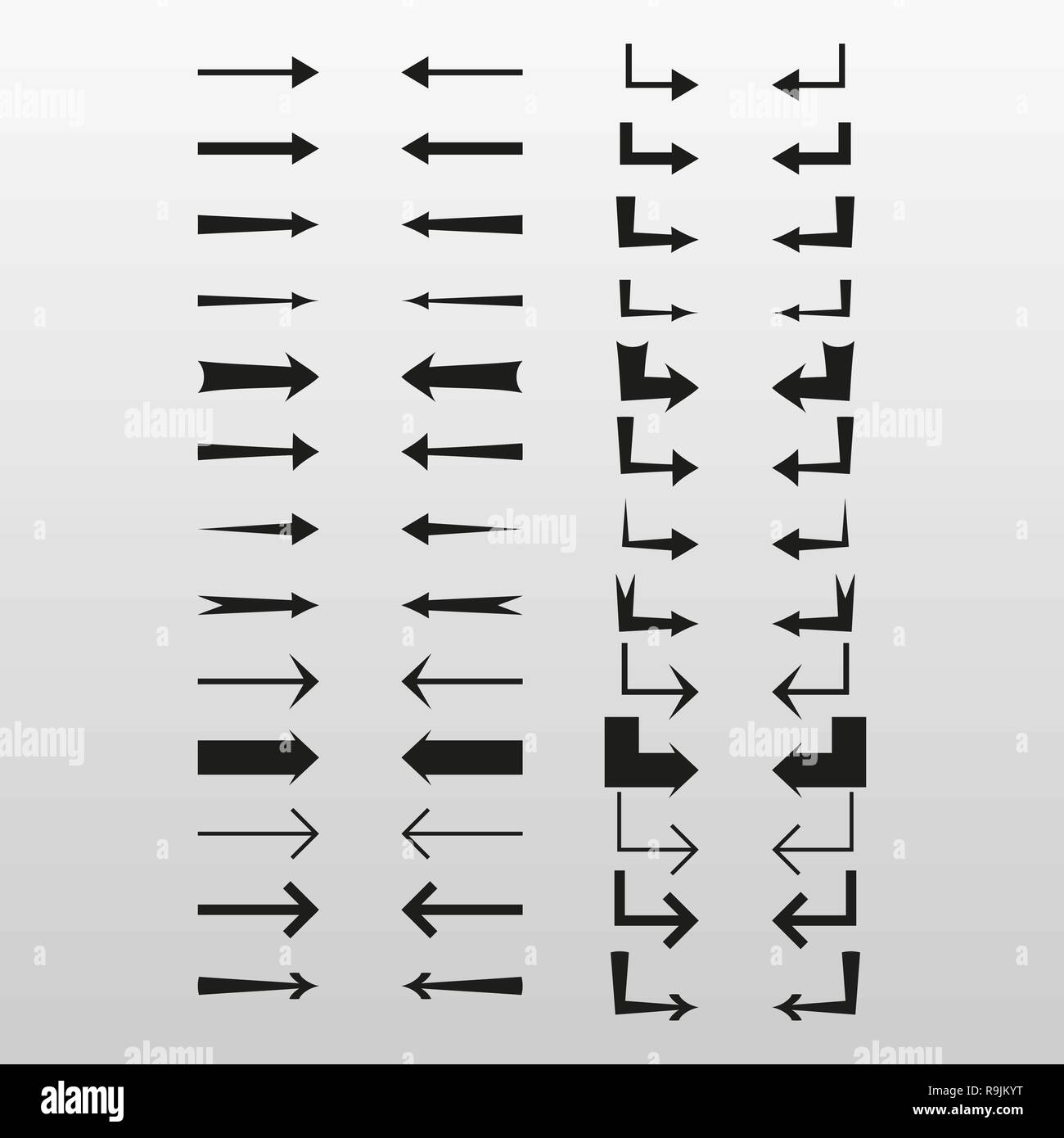 Set of simple arrows with different directions, vector illustration ...