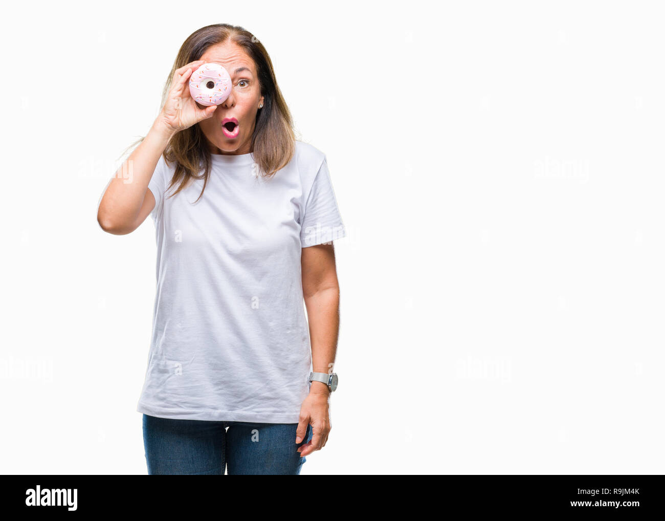 Scared brunette woman in Cut Out Stock Images & Pictures - Alamy