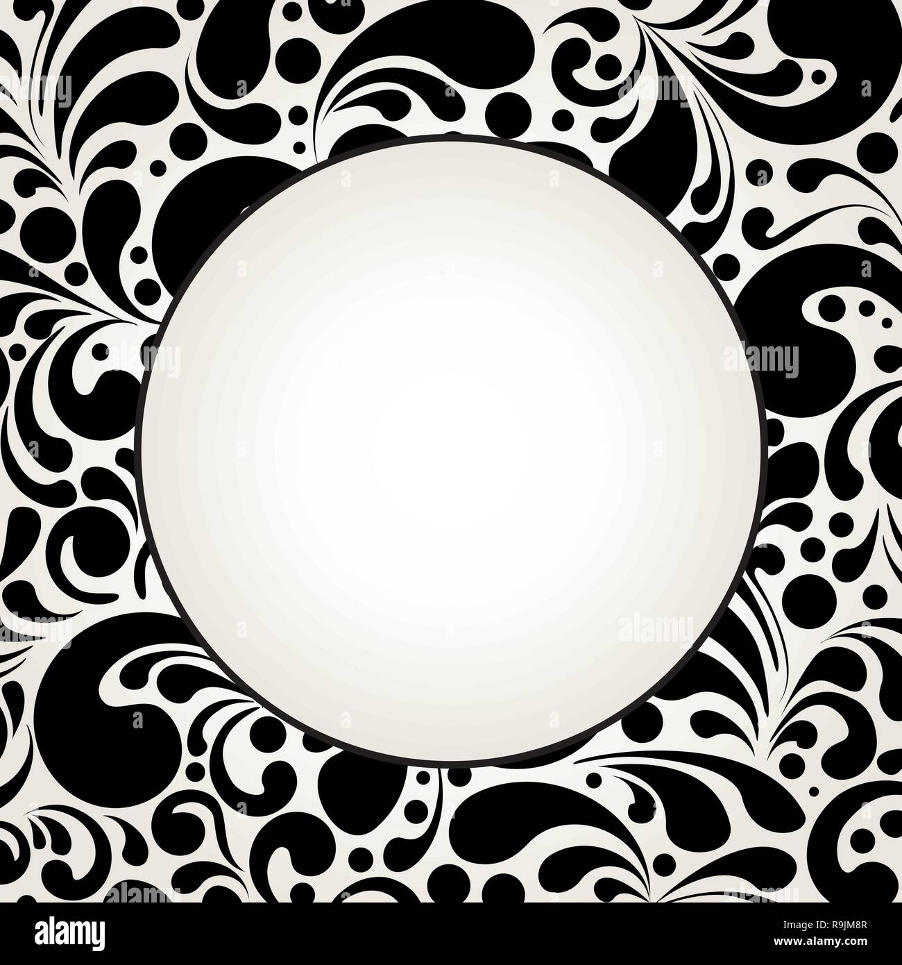Circle silhouette decorative frame made of swirls shapes, vector ...