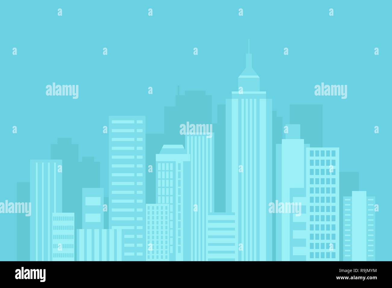 Modern urban blue background, skyline design, business vector ...
