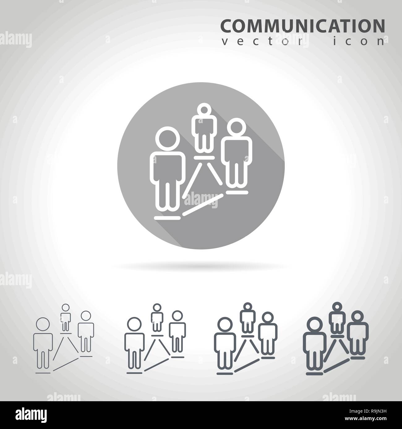Social communication outline icon set, collection connected human ...