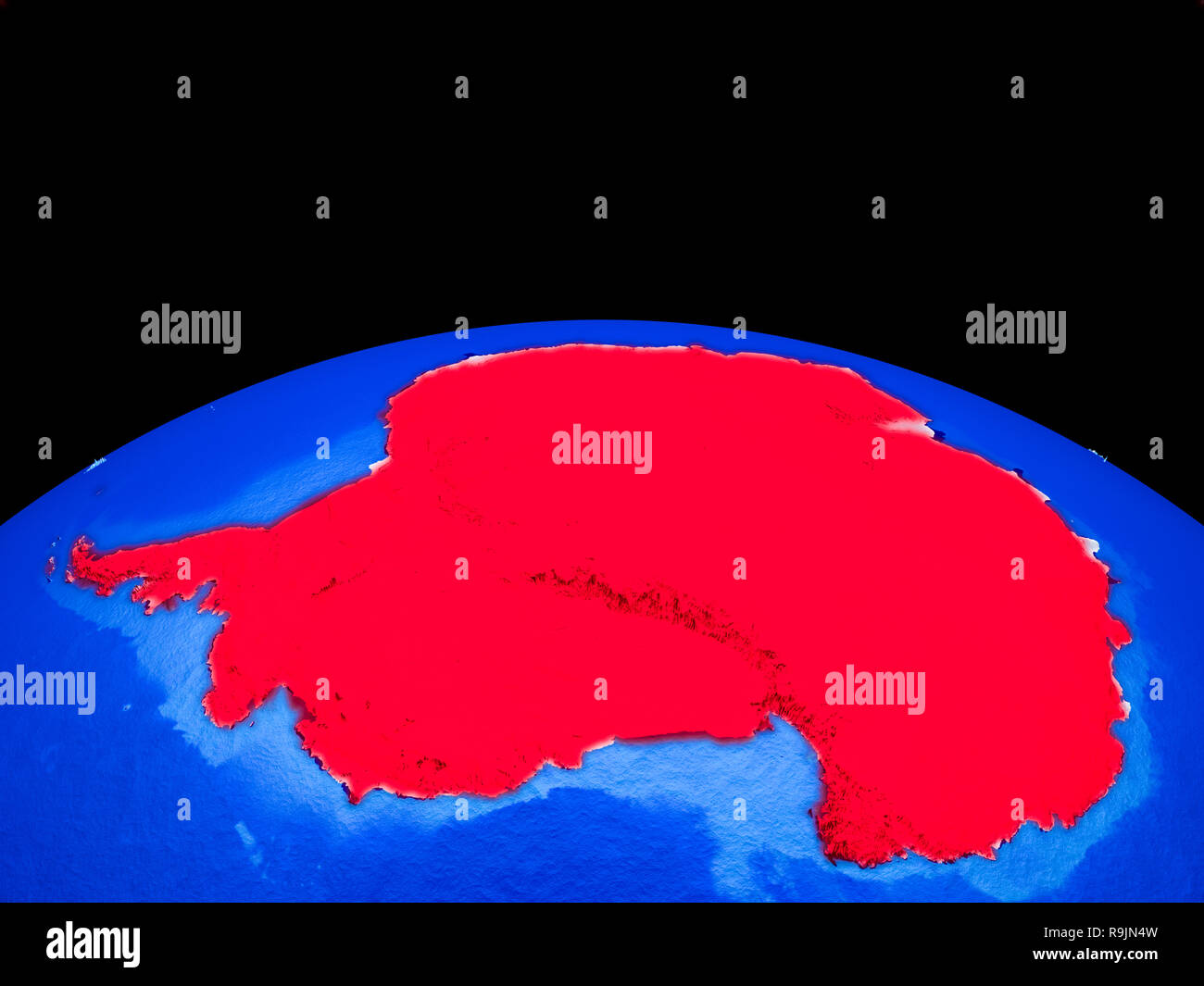 Antarctica on model of planet Earth with country borders and very ...