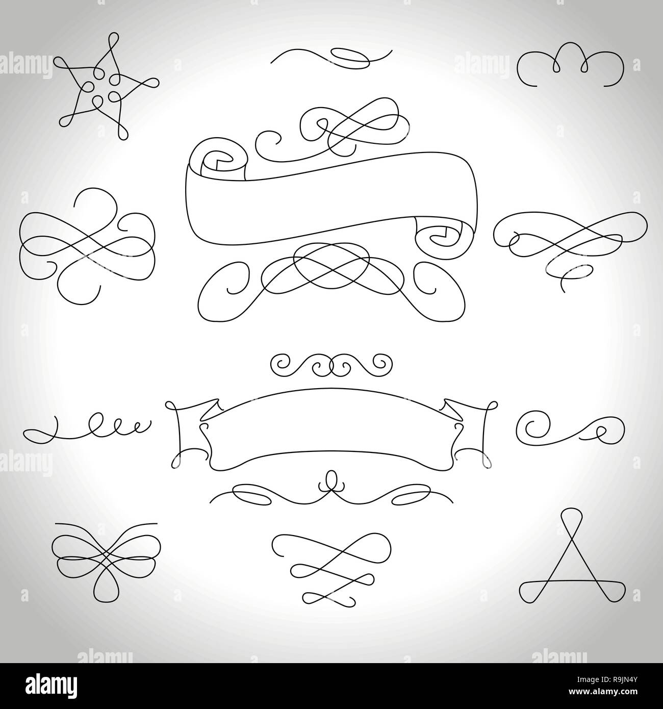 Calligraphic elements and page decorations for design, vector ...