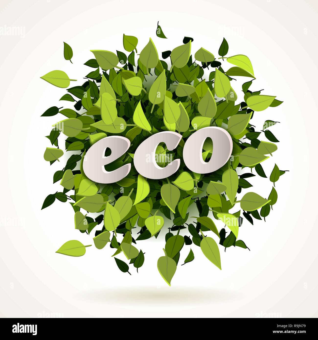 Eco friendly label on abstract background with leaves, vector ...
