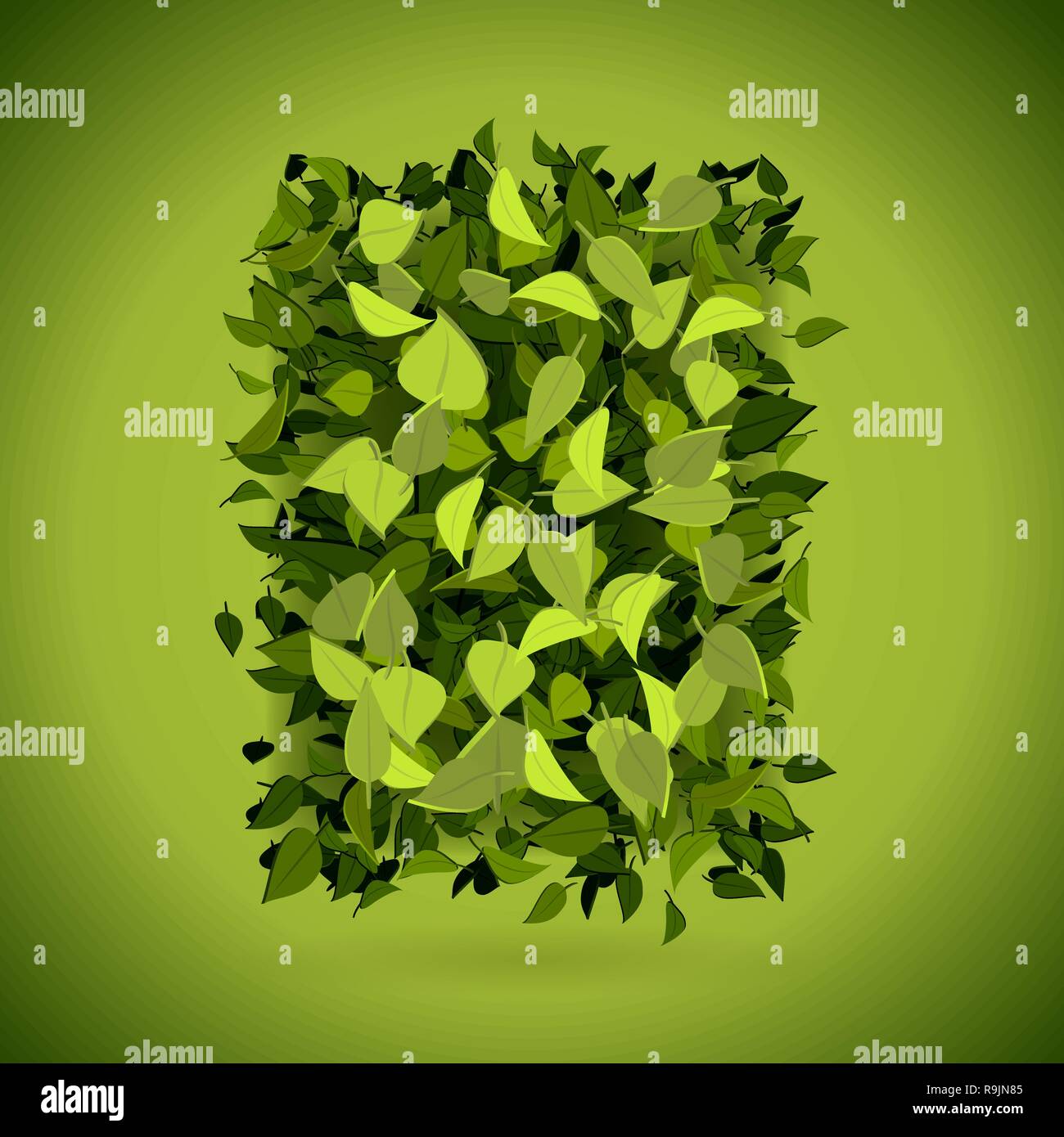 Abstract bright green leaves background in rectangular form, vector ...