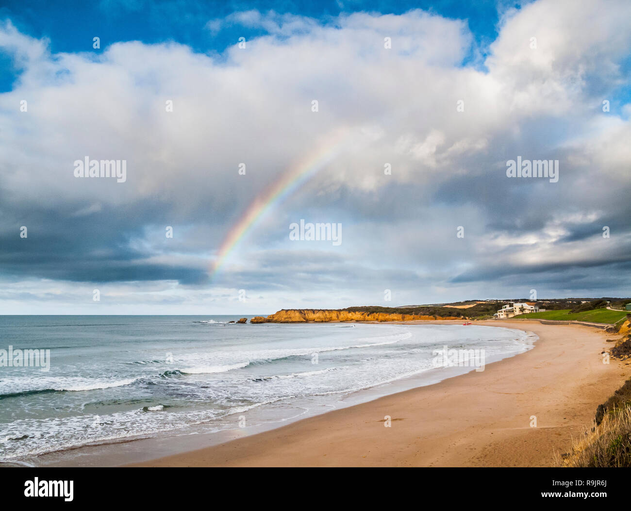 Rainbow over Torquay Back Beach, Torquay, Great Ocean Road, Victoria ...