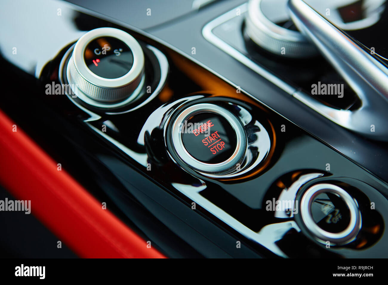 Start stop engine modern new car button Stock Photo - Alamy
