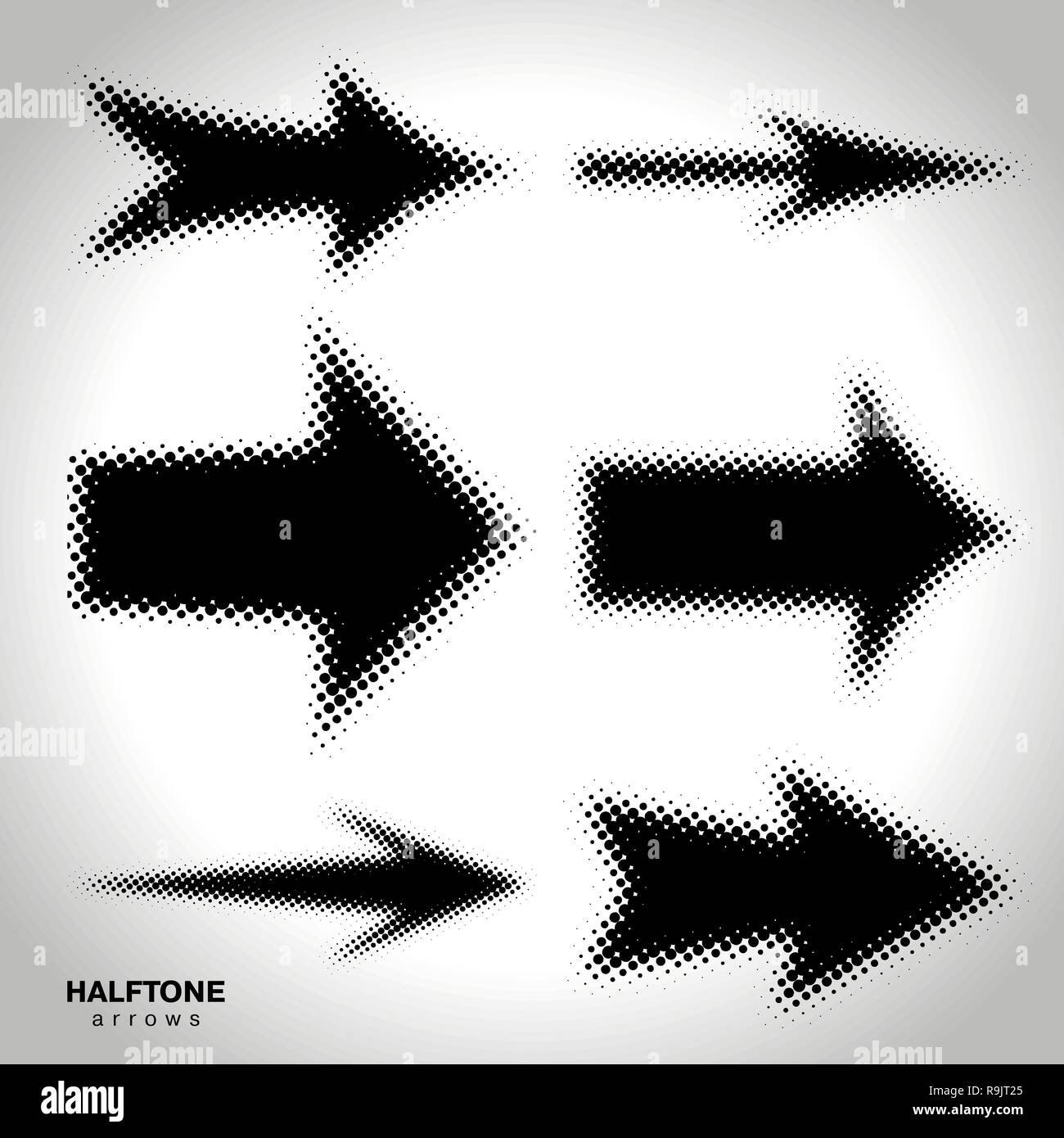 Set of black isolated Halftone Arrows, vector illustration Stock Vector ...