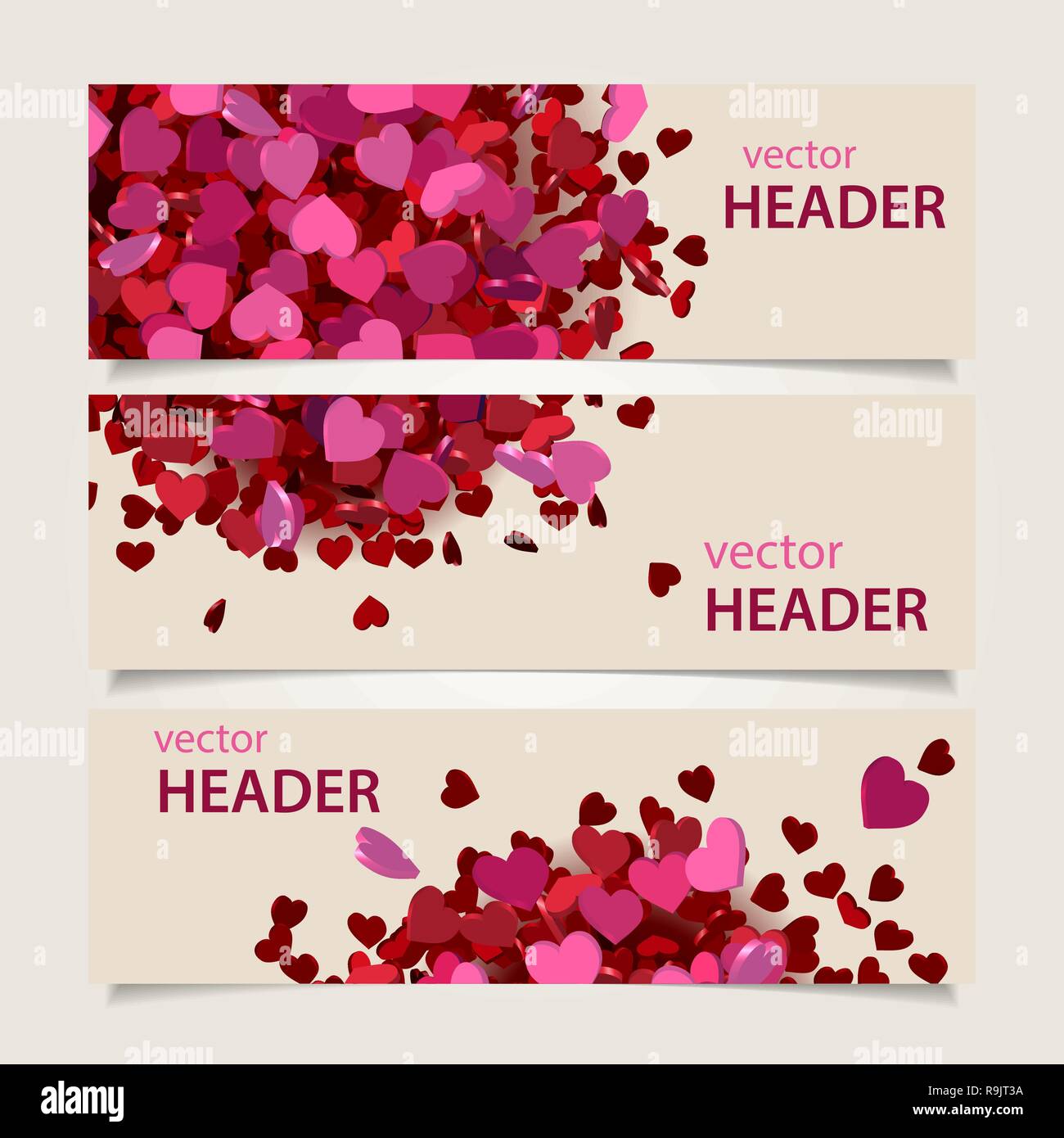 Set of three abstract Valentine's Day headers, web banners. Vector ...
