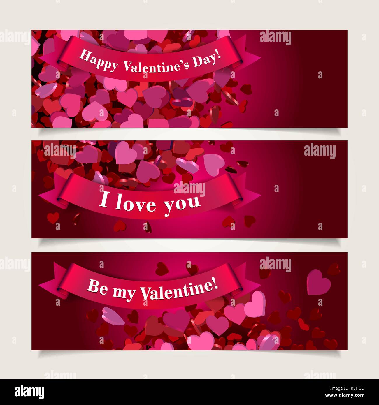 Set of three abstract Valentine's Day headers, web banners. Vector ...