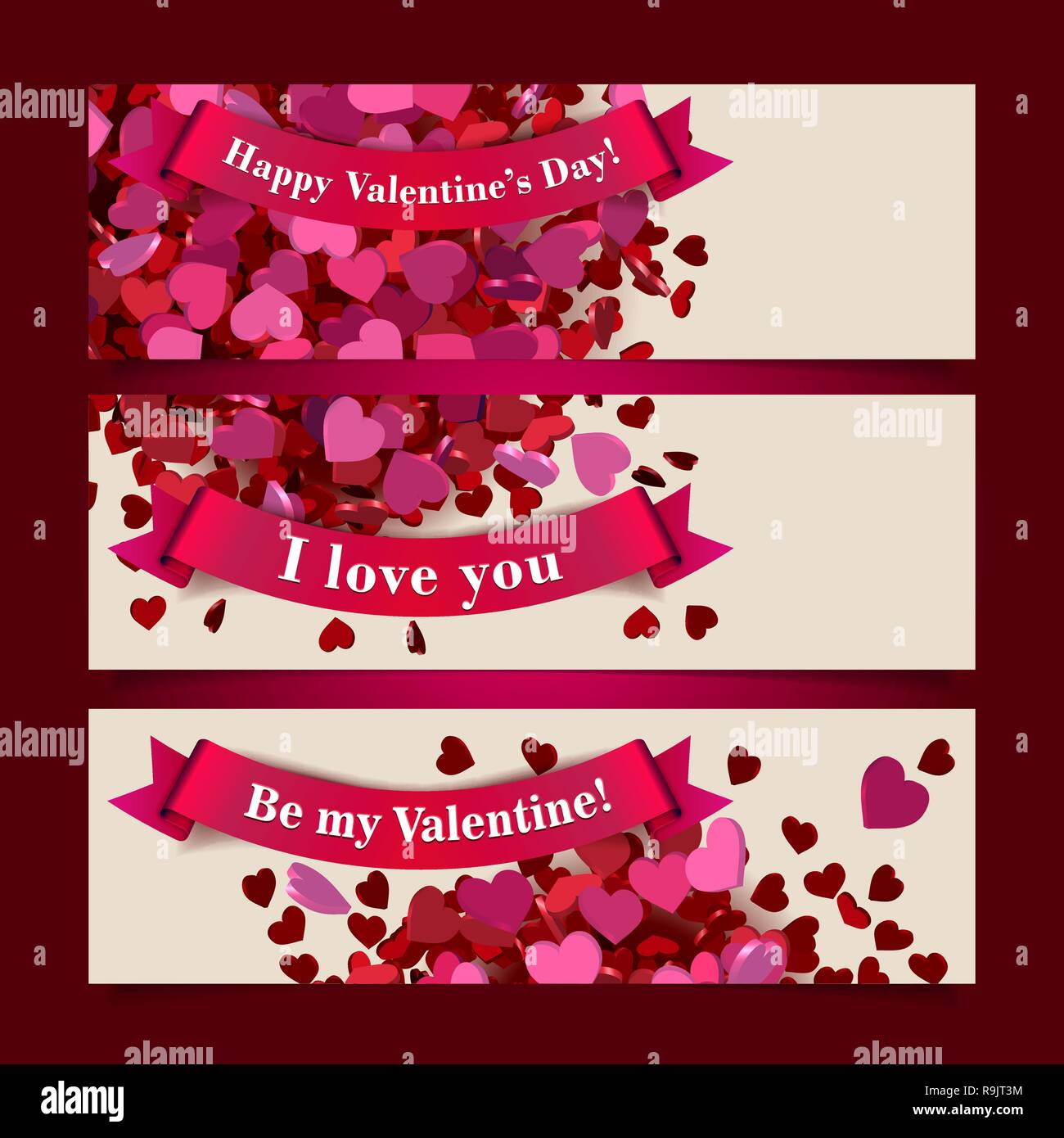 Set of three abstract Valentine's Day headers, web banners. Vector ...