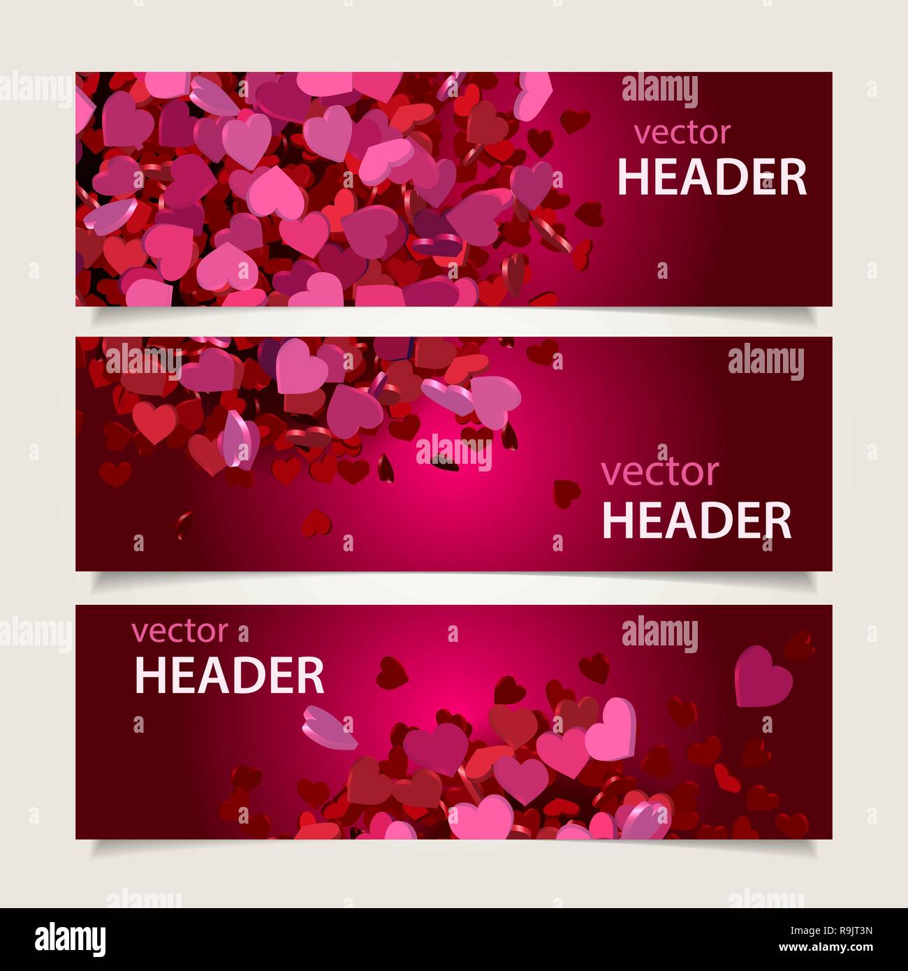 Set of three abstract Valentine's Day headers, web banners. Vector ...