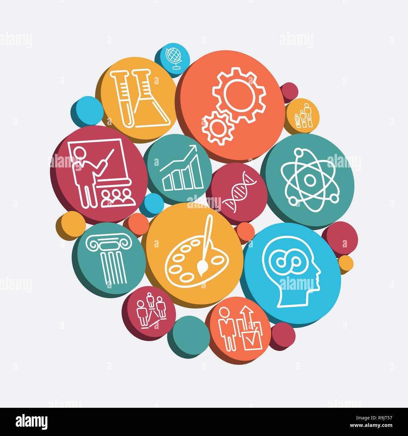 Set of colorful isolated icons of educational thematics, vector ...