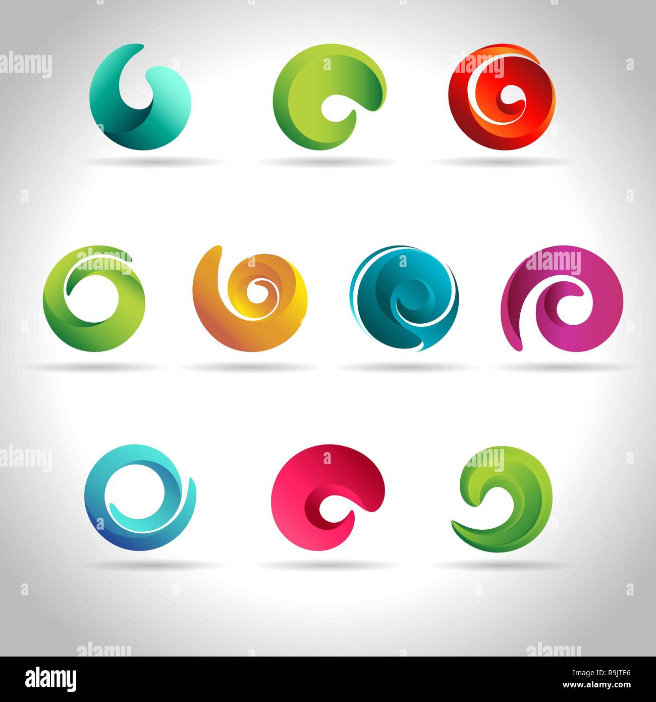 Set of abstract swirl colorful icons, vector illustration Stock Vector ...