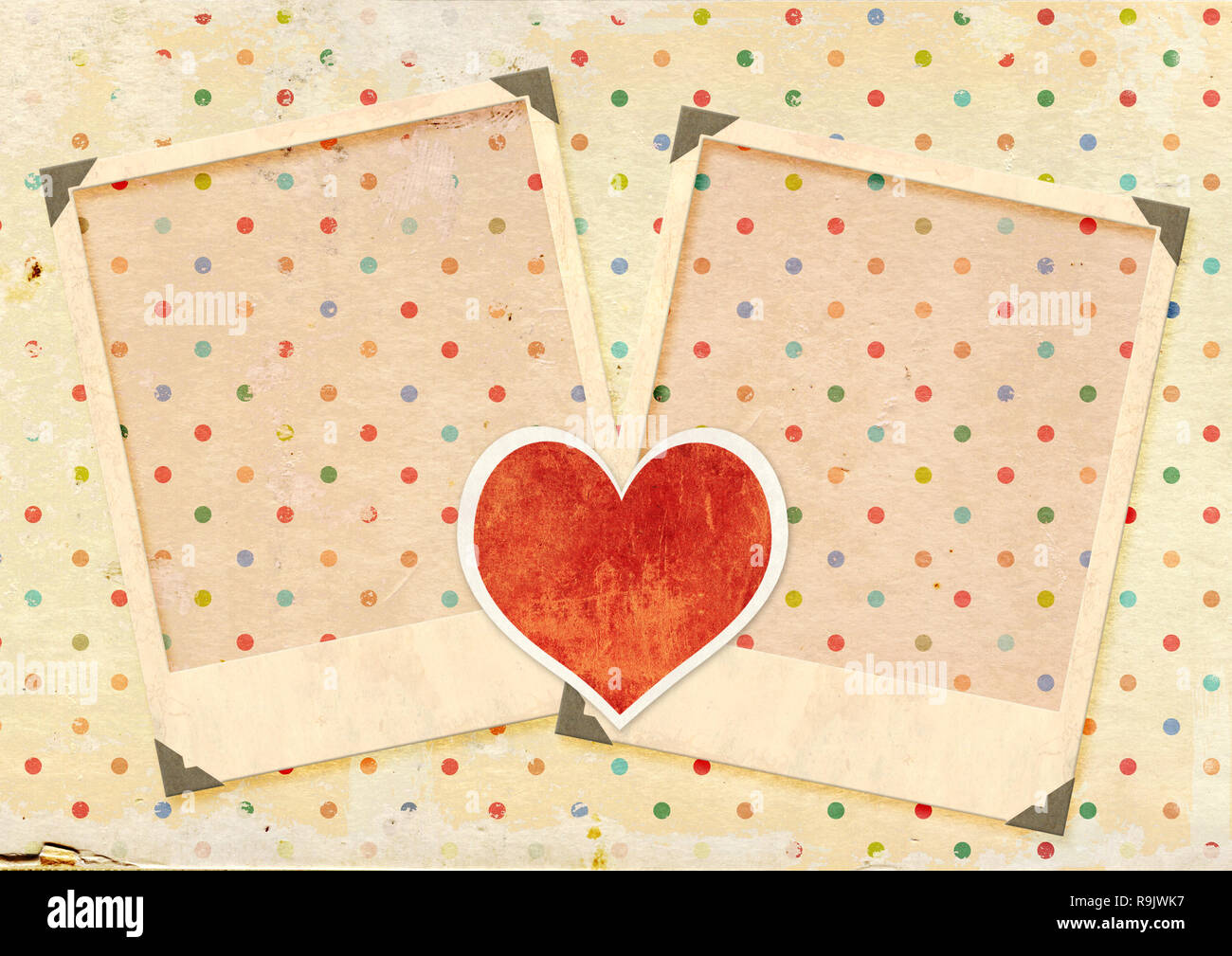 Old photos and paper heart Stock Photo - Alamy