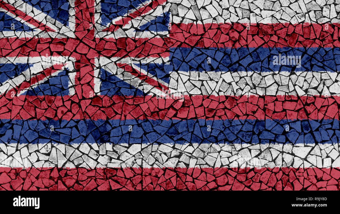 Mosaic Tiles Painting of Hawaii Flag, US State Background Stock Photo ...