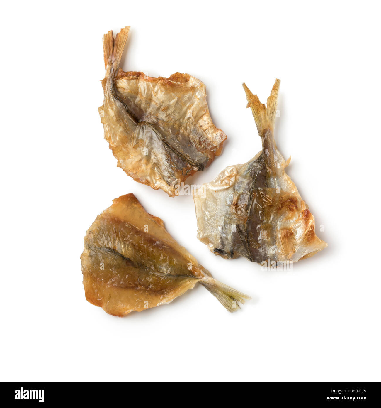 Japanese grilled horse mackerel snacks isolated on white background ...