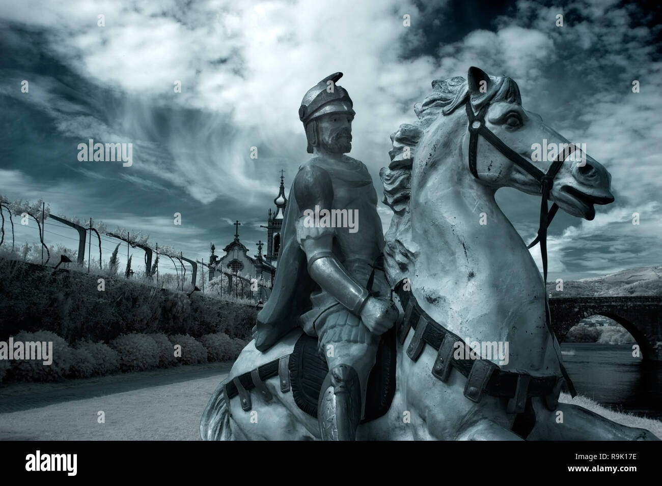 Ponte de Lima, Portugal - April 5, 2014: Statue of Roman commander ...