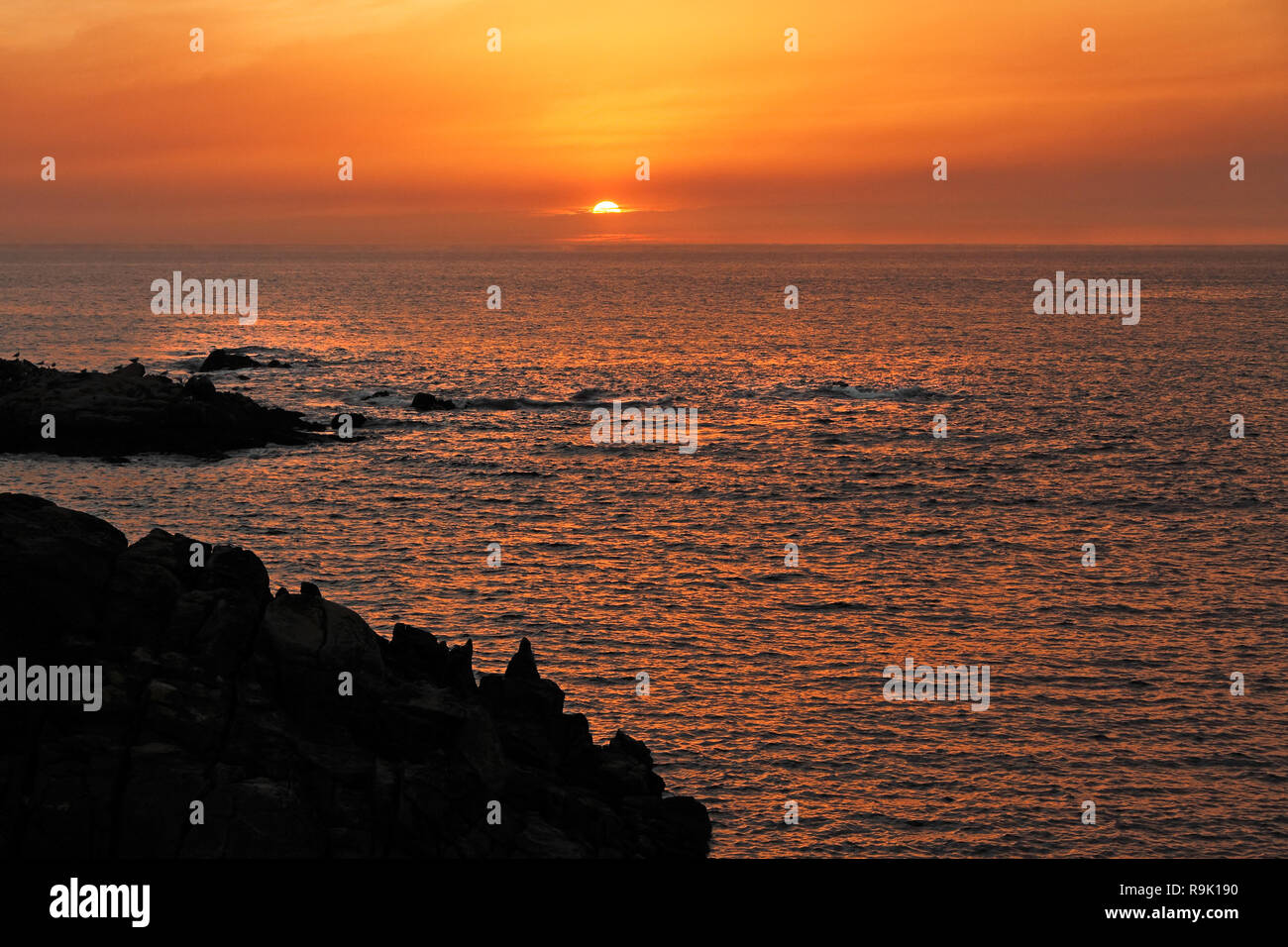 Red sunset in the north Portuguese coast Stock Photo - Alamy