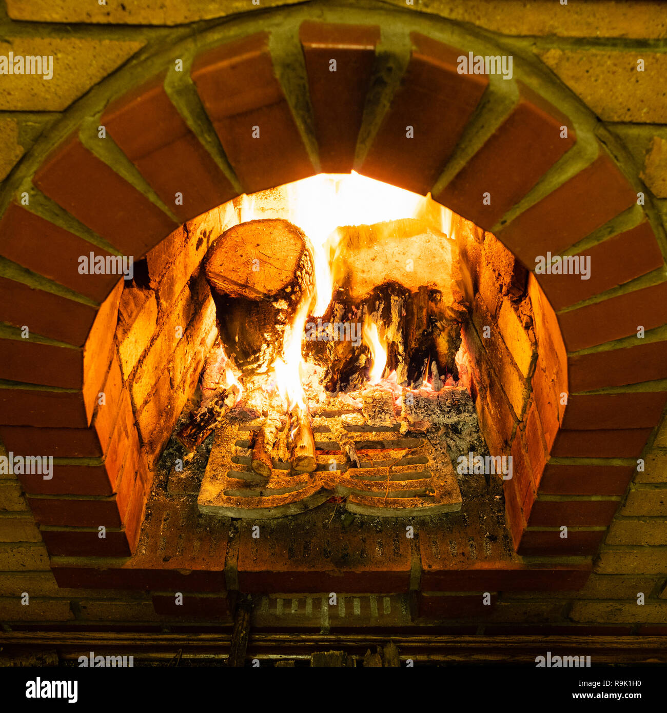 Fire In Domestic Hearth Stock Photos & Fire In Domestic Hearth Stock ...