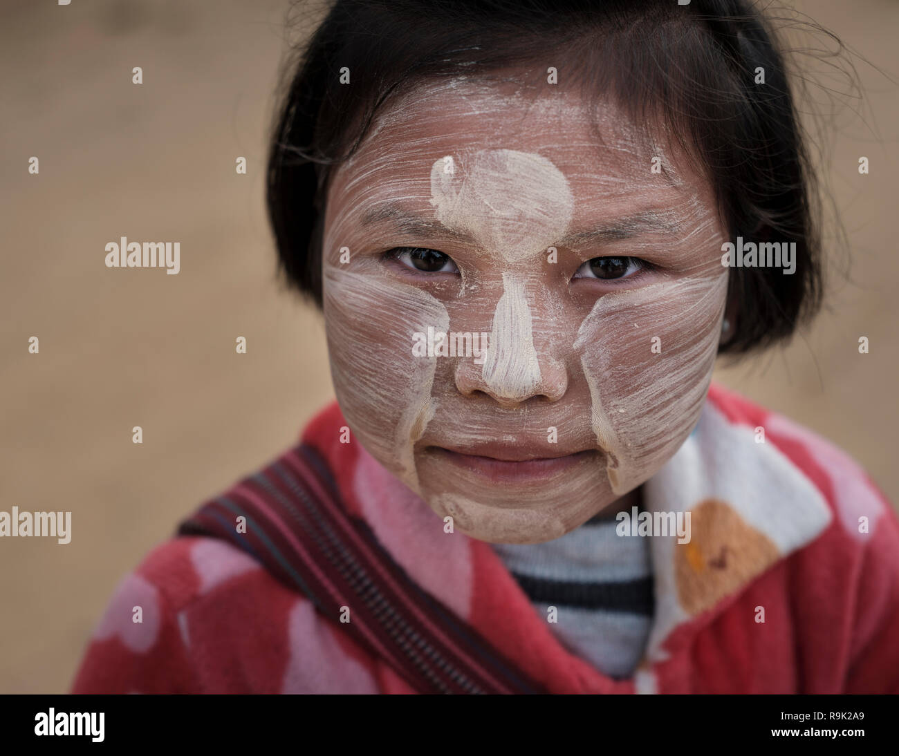 KYAING TONG, MYANMAR - CIRCA DECEMBER 2017: Portrait of a child wearing ...