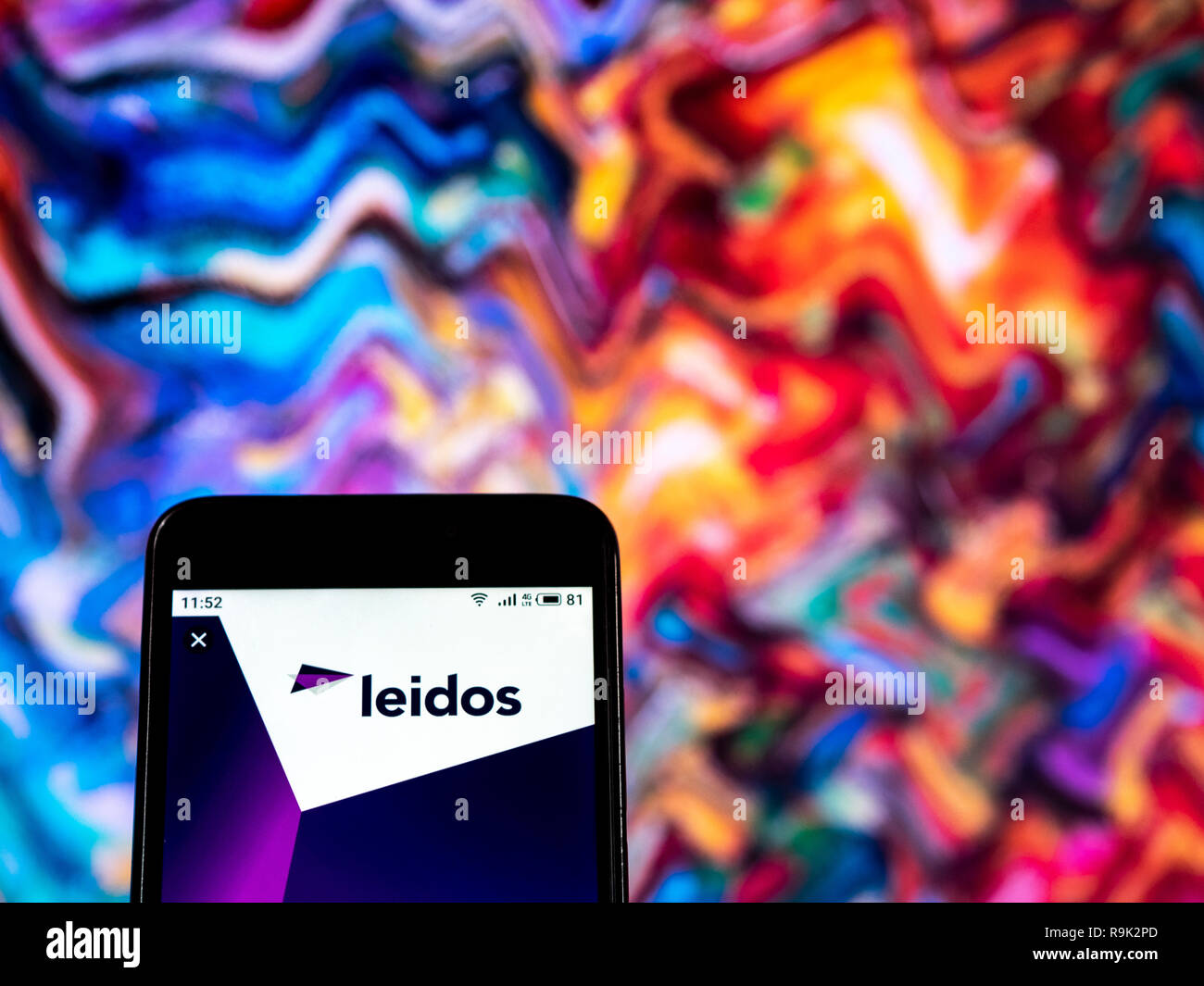 KIEV, UKRAINE - Dec 25,, 2018: Leidos Scientific research company logo ...