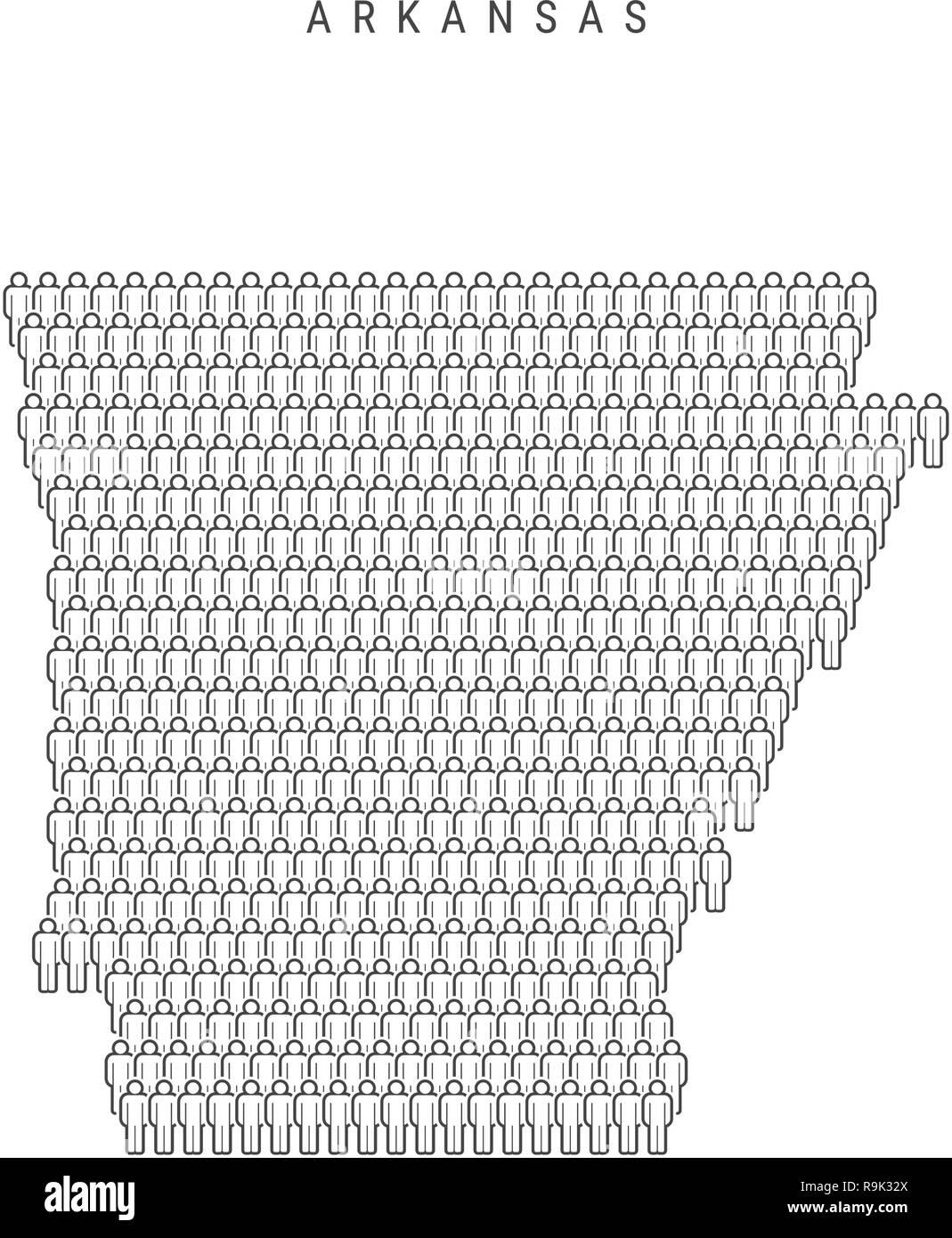 Vector People Map of Arkansas, US State. Stylized Silhouette, People ...