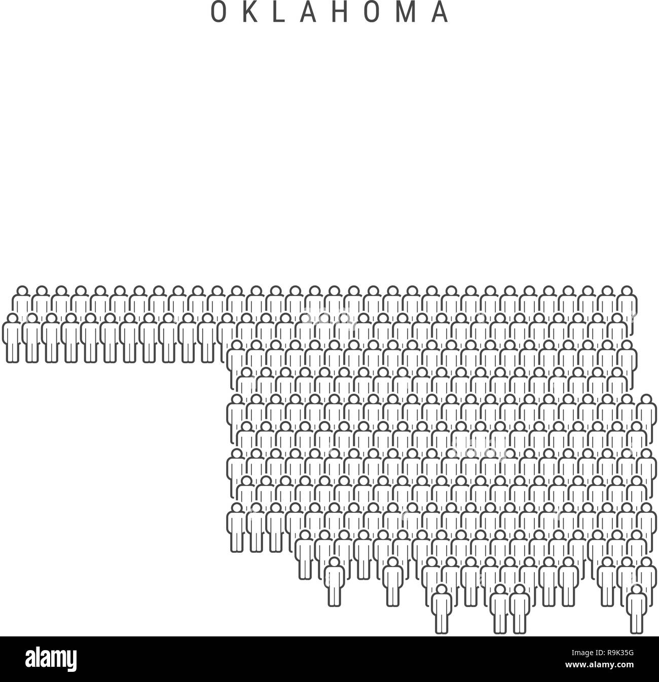 Vector People Map of Oklahoma, US State. Stylized Silhouette, People ...