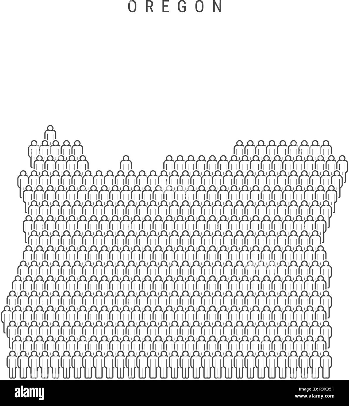 Vector People Map of Oregon, US State. Stylized Silhouette, People ...