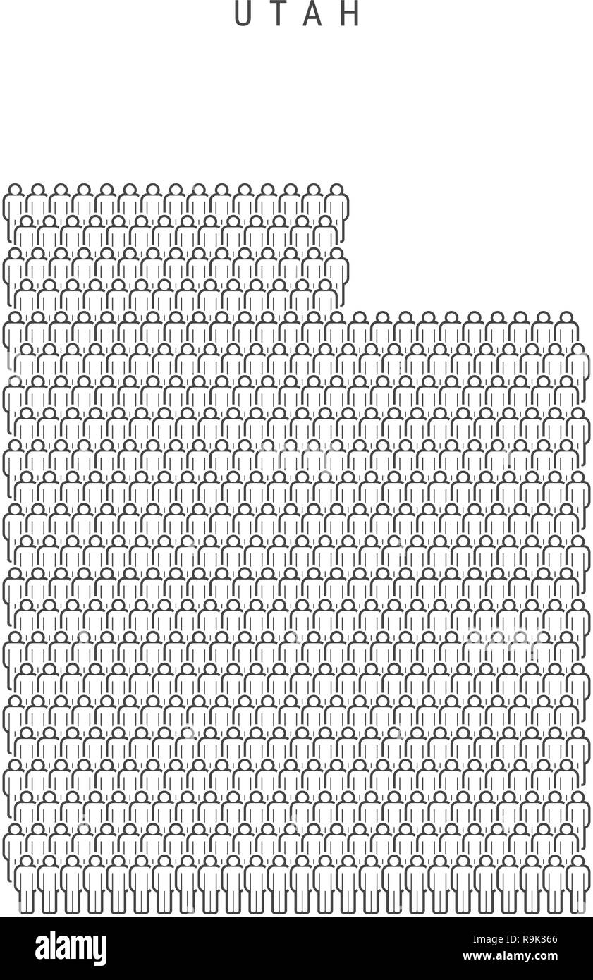 Vector People Map of Utah, US State. Stylized Silhouette, People Crowd ...