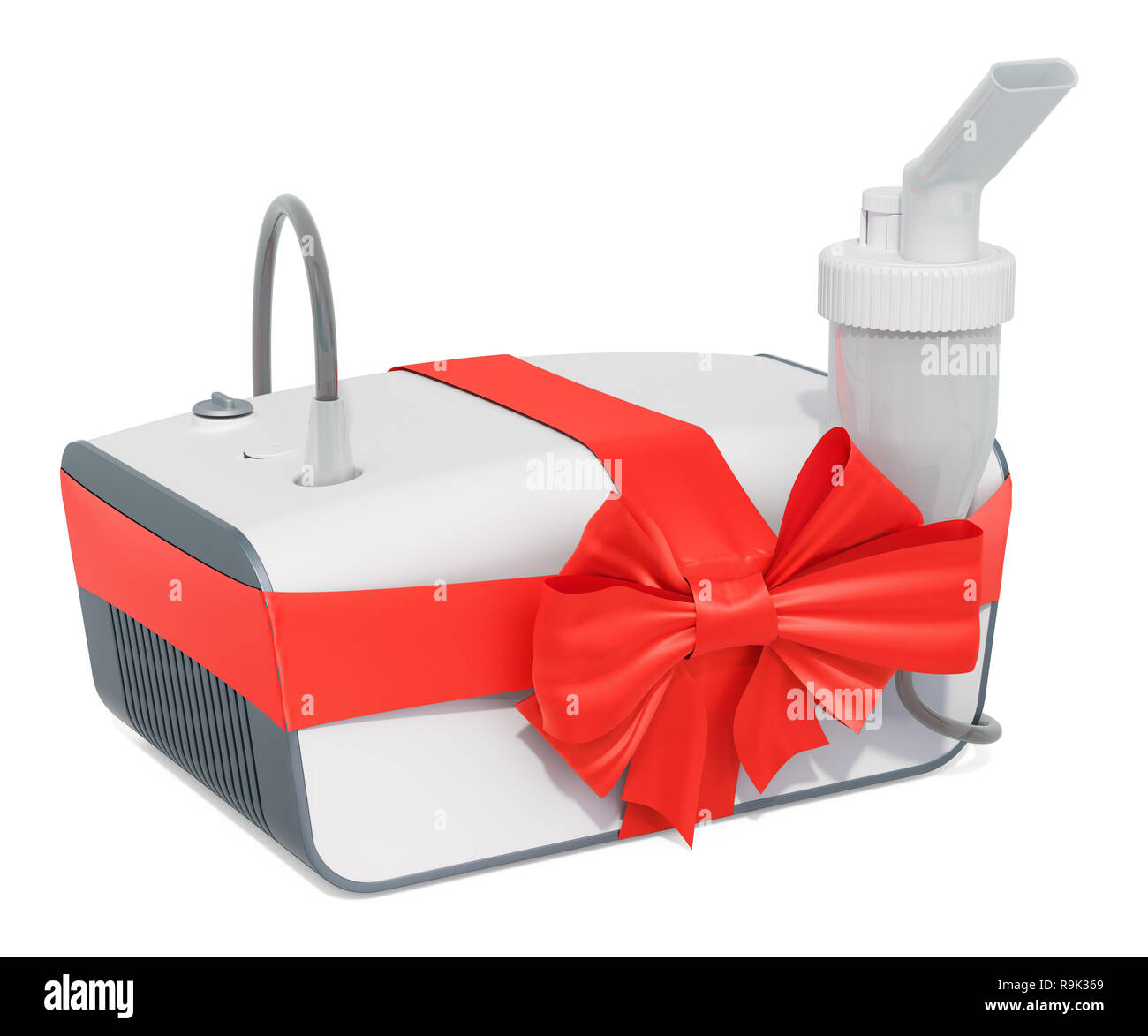 Medical inhaler, nebulizer with bow and ribbon, gift concept. 3D ...