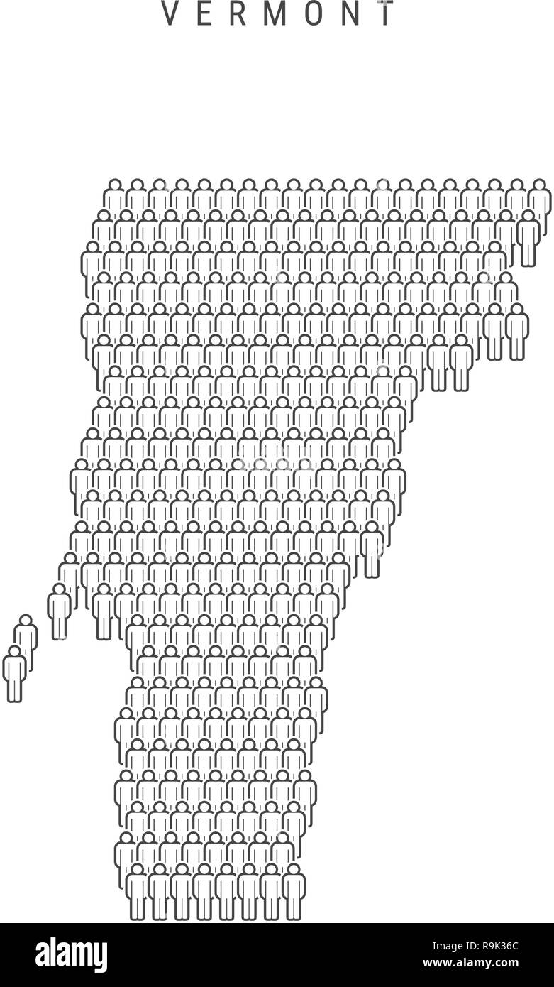 Vector People Map of Vermont, US State. Stylized Silhouette, People ...