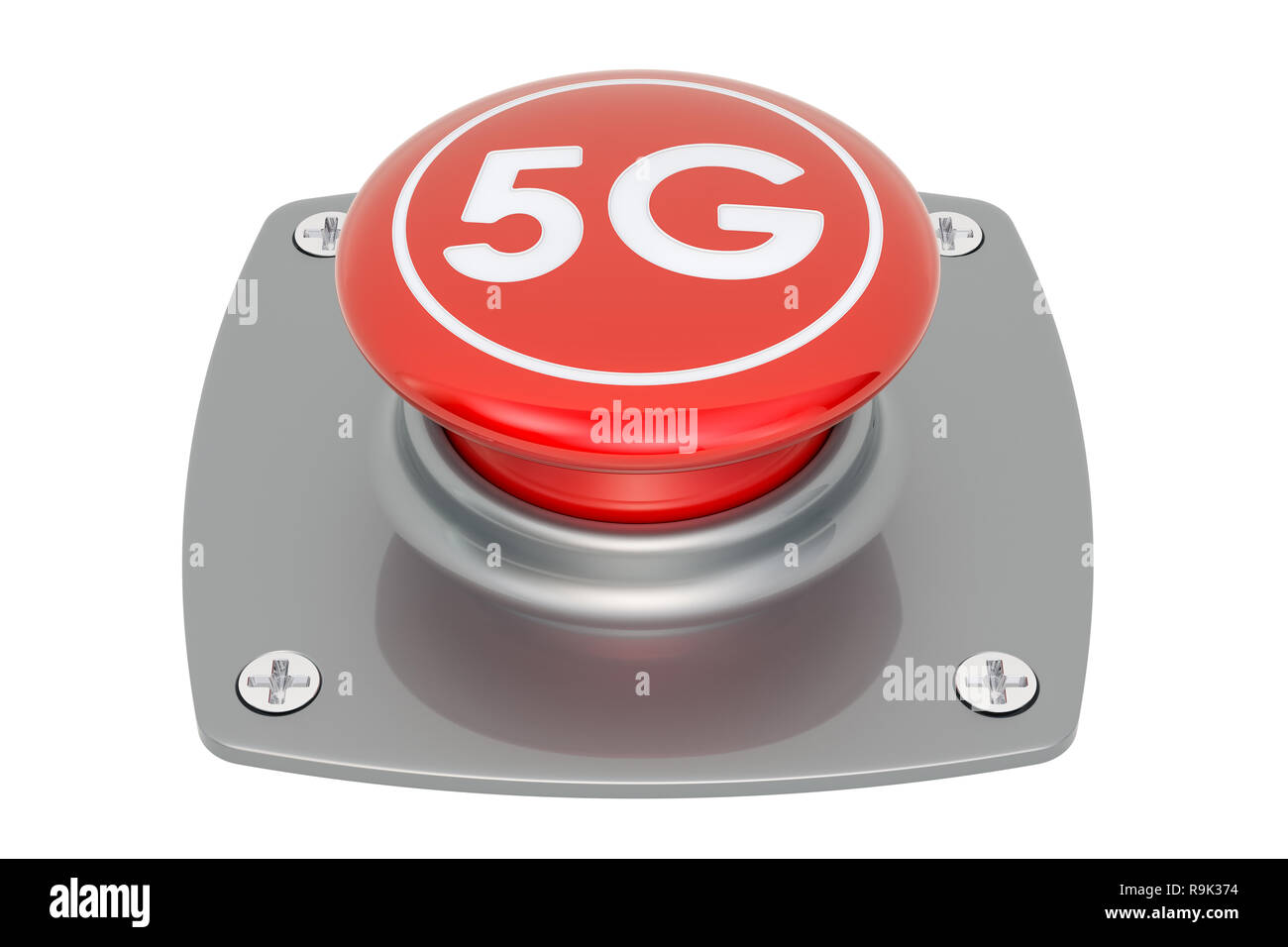 5G push button, 3D rendering isolated on white background Stock Photo ...