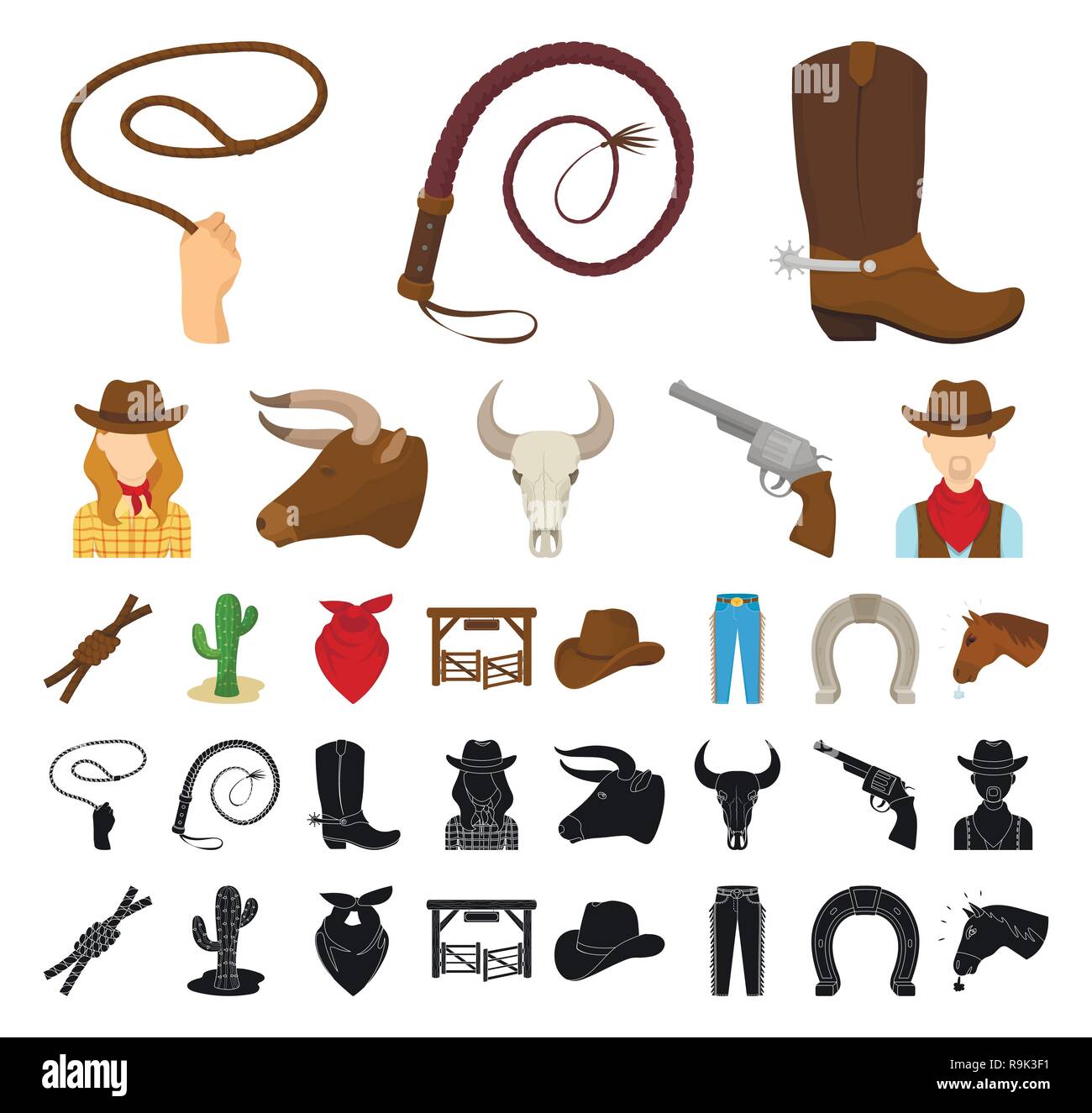 accessory,art,bandana,boots,bull,cactus,cartoon,black,collection ...