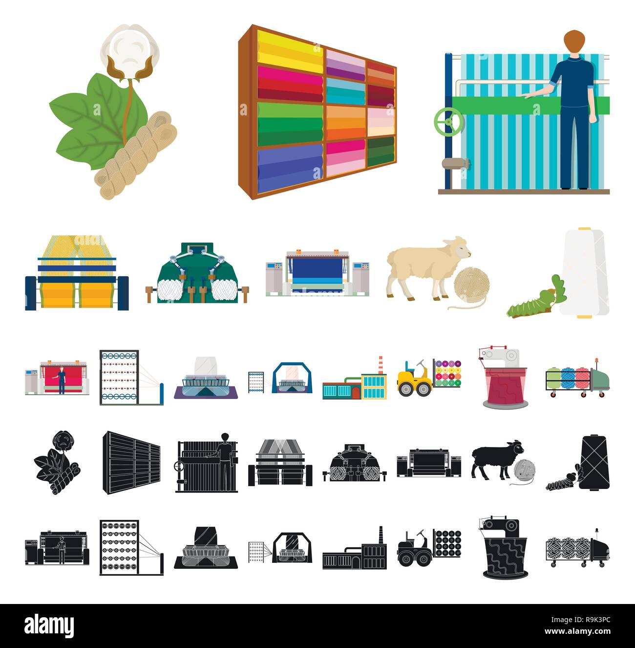 Textile Industry Cartoon Black Icons In Set Collection For Design