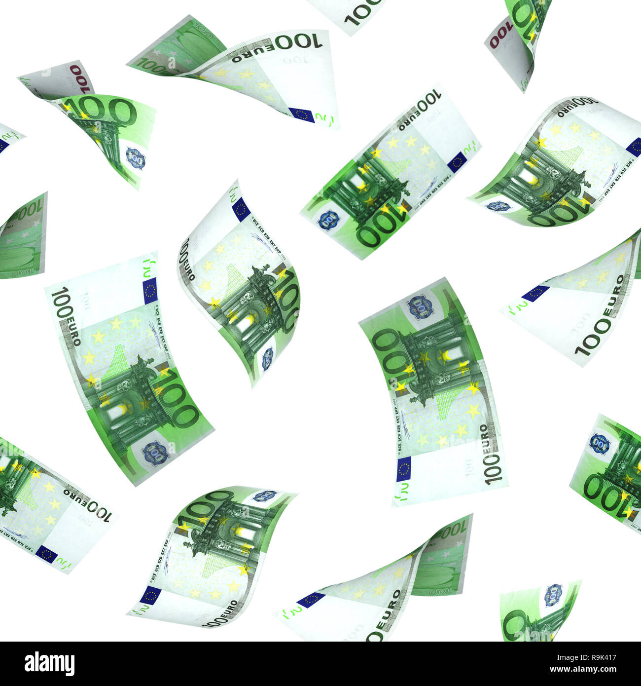 Seamless background with flying euro banknotes. Isolated over white ...